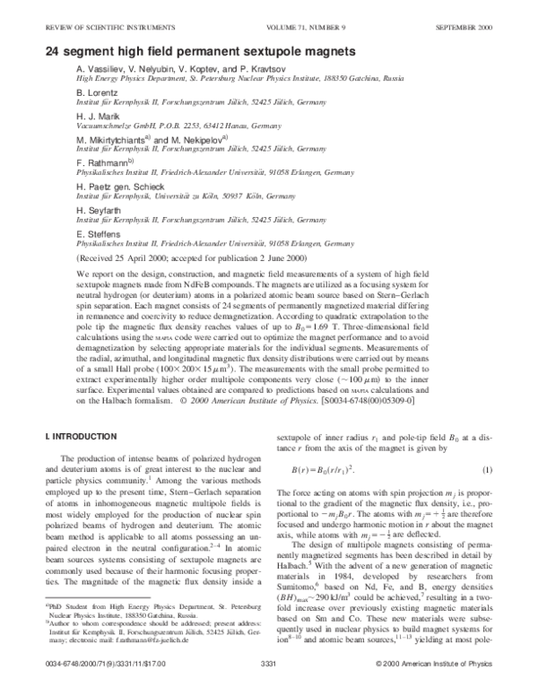(PDF) 24 segment high field permanent sextupole magnets