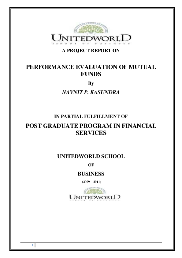 (PDF) PERFORMANCE EVALUATION OF MUTUAL FUNDS