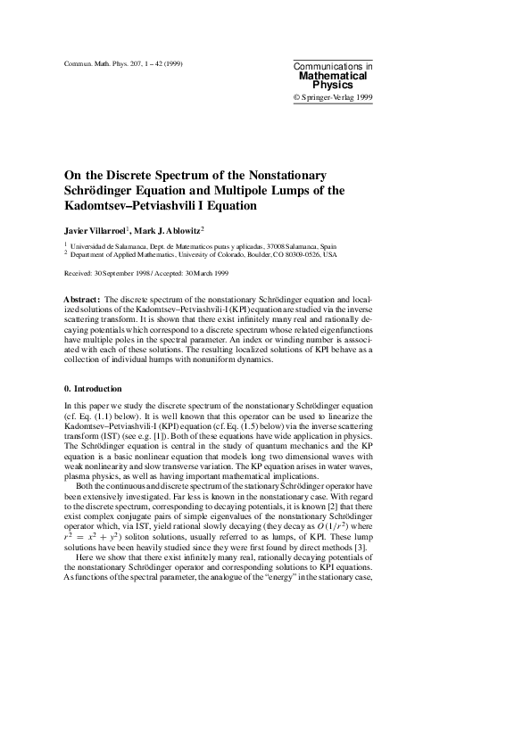 (PDF) On the Discrete Spectrum of the Nonstationary Schrödinger ... (PDF) On the Discrete Spectrum of the Nonstationary Schrödinger ...
