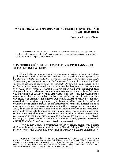 (PDF) Ius commune vs. common law en el siglo XVII: el caso de Arthur Duck