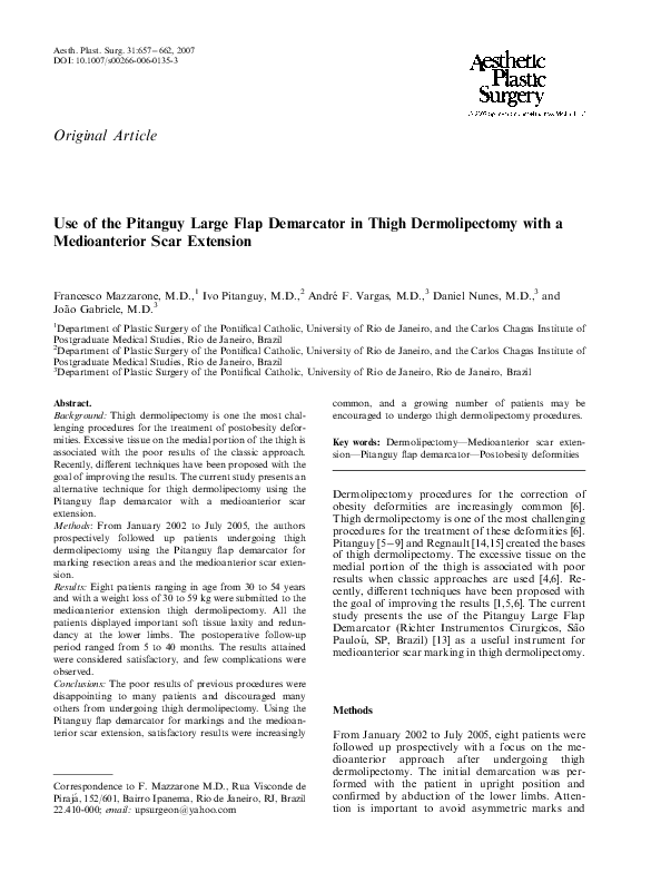 (PDF) Use of the Pitanguy Large Flap Demarcator in Thigh Dermolipectomy ...
