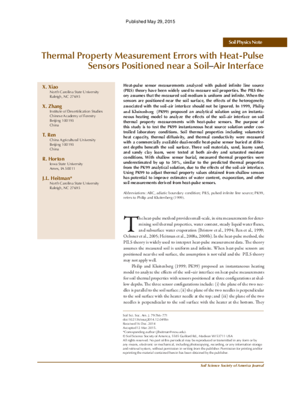 (PDF) Thermal Property Measurement Errors with Heat-Pulse Sensors ...