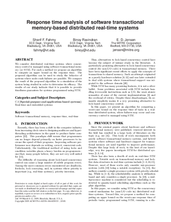 (PDF) Response time analysis of software transactional memory-based distributed real-time ...