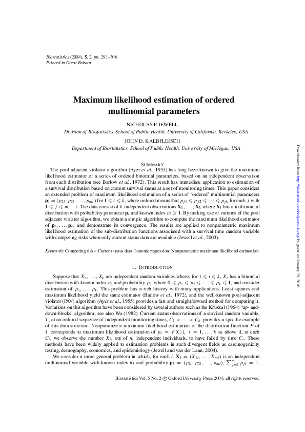 (PDF) Maximum likelihood estimation of ordered multinomial parameters