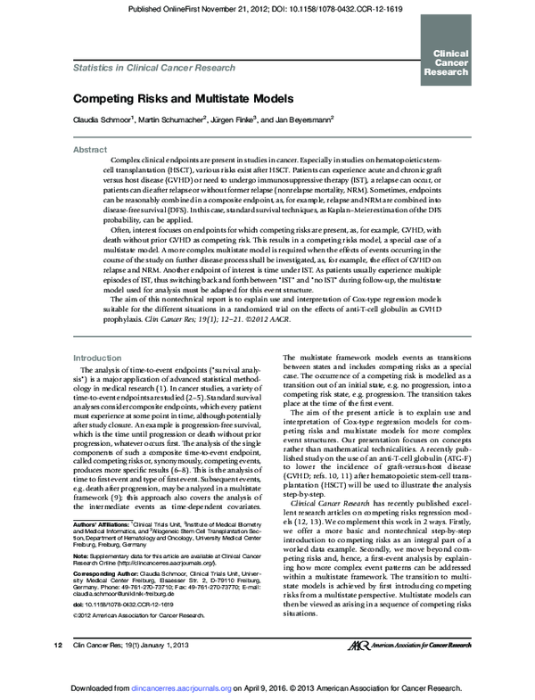 (PDF) Competing Risks and Multistate Models