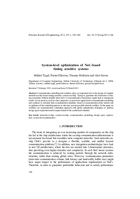 (PDF) System-level optimization of NoC-based timing sensitive systems