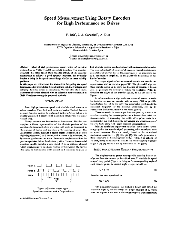 (PDF) Speed measurement using rotary encoders for high performance AC ...