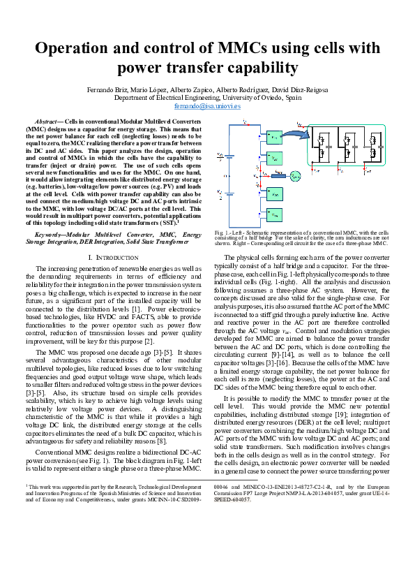 (PDF) Operation and control of MMCs using cells with power transfer ...