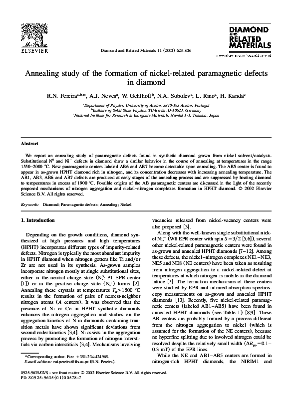 (PDF) Annealing study of the formation of nickel-related paramagnetic ...