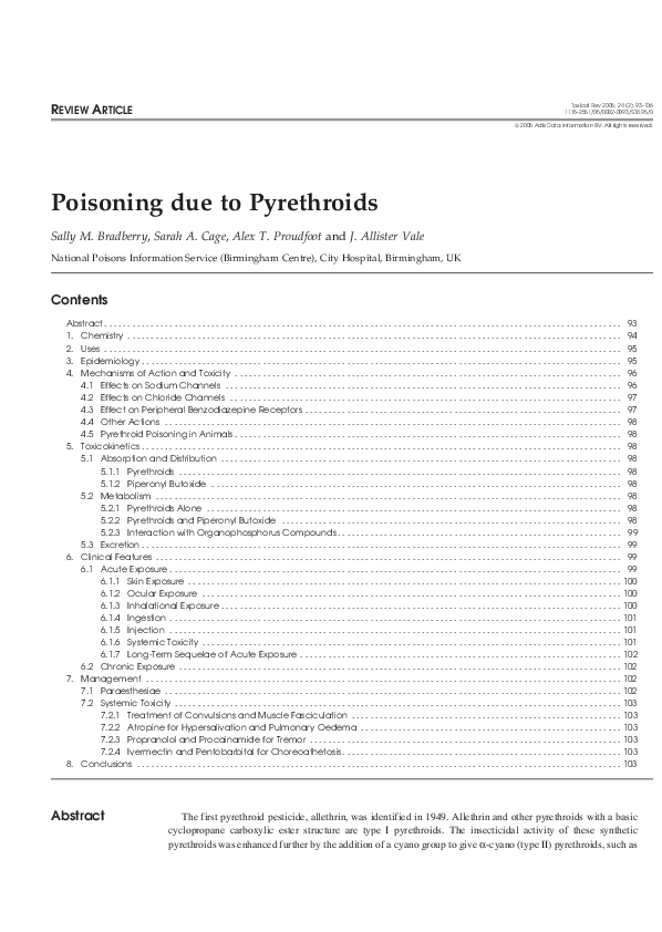 (PDF) Poisoning due to Pyrethroids