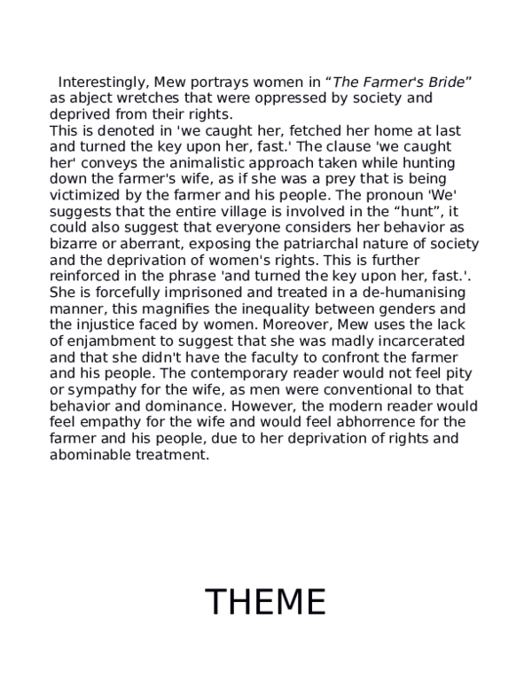 (DOC) The Farmers Bride Analysis