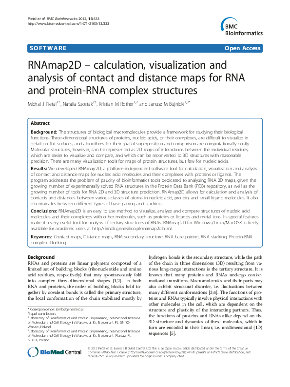 RNAmap2D – calculation, visualization and analysis of contact and ...