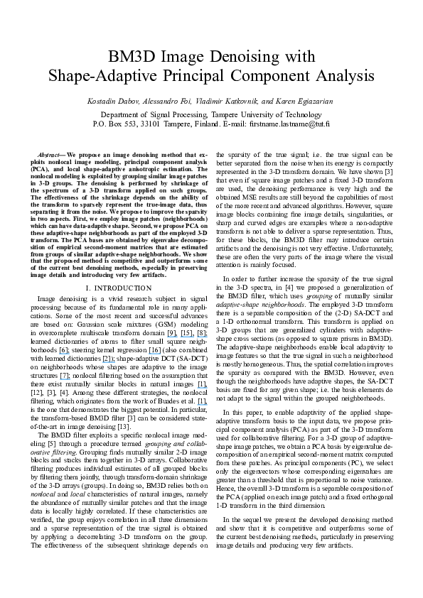 (PDF) BM3D image denoising with shape-adaptive principal component analysis