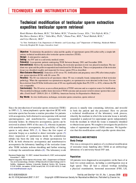 (PDF) Technical modification of testicular sperm extraction expedites ...
