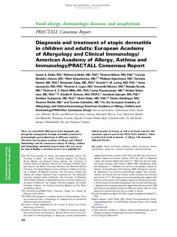 (PDF) Diagnosis and treatment of atopic dermatitis in children and ...