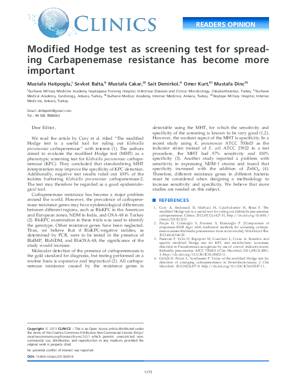 (PDF) Modified Hodge test as screening test for spreading carbapenemase ...