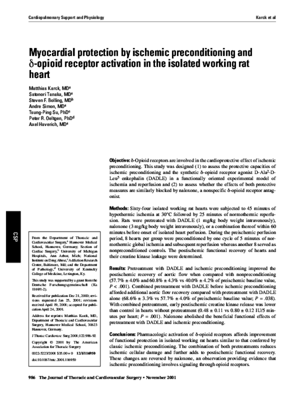 (PDF) MYOCARDIAL PROTECTION BY ISCHEMIC PRECONDITIONING AND ENFLURANE ...