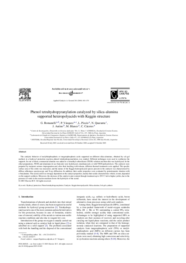 (PDF) Phenol tetrahydropyranylation catalyzed by silica-alumina ...