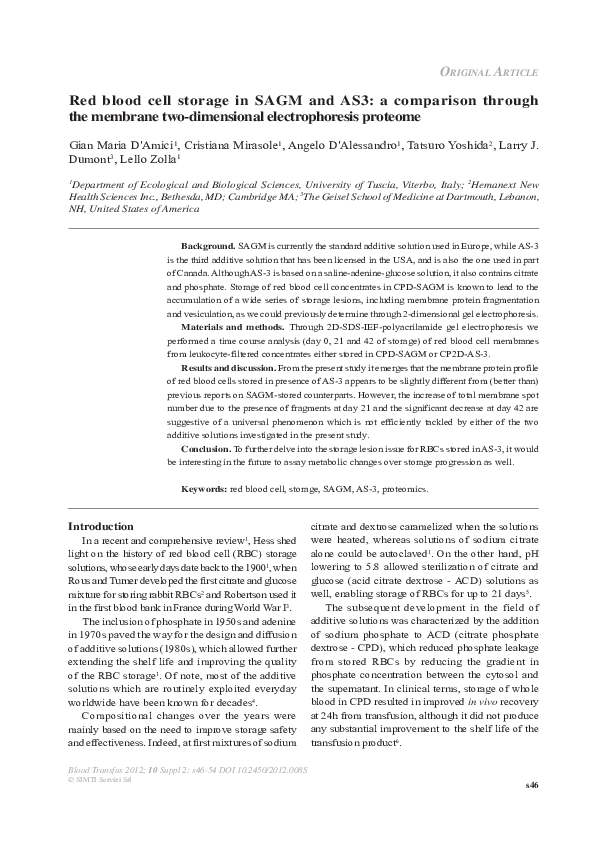 (PDF) Red blood cell storage in SAGM and AS3: a comparison through the ...