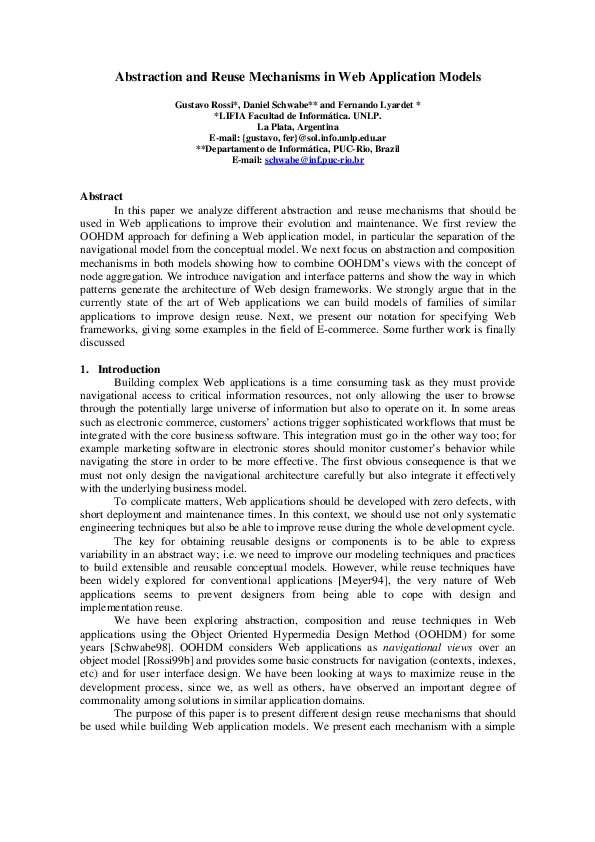 (PDF) Abstraction and Reuse Mechanisms in Web Application Models