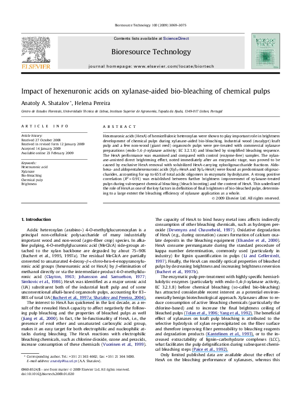 (PDF) Impact of hexenuronic acids on xylanase-aided bio-bleaching of ...
