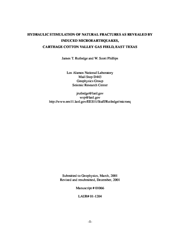 (PDF) Hydraulic stimulation of natural fractures as revealed by induced ...
