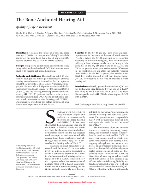 (PDF) The Bone-Anchored Hearing Aid