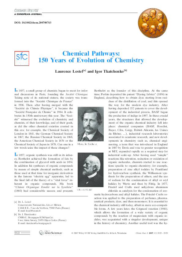 (PDF) Chemical Pathways: 150 Years of Evolution of Chemistry