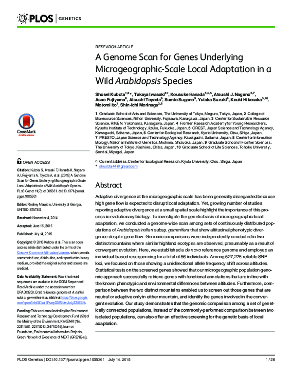 (PDF) A Genome Scan for Genes Underlying Microgeographic-Scale Local ...