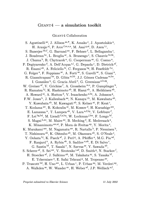 (PDF) Geant4—a simulation toolkit