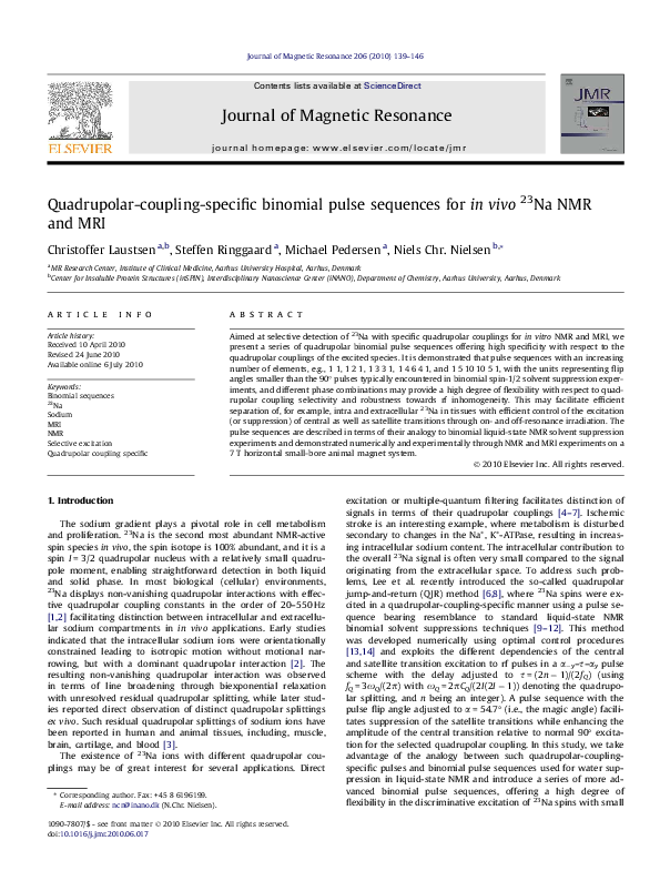 (PDF) Quadrupolar-coupling-specific binomial pulse sequences for in ...