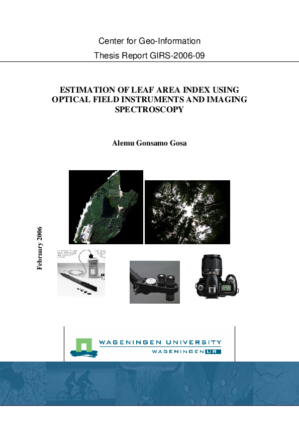 (PDF) Estimation of leaf area index using optical field intriments and imaging spectroscopy