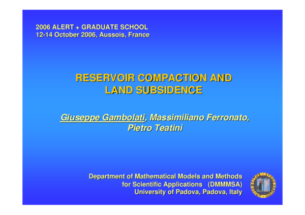 (PDF) Reservoir compaction and land subsidence