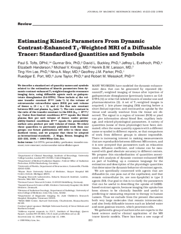 (PDF) Estimating kinetic parameters from dynamic contrast-enhanced t1-weighted MRI of a ...