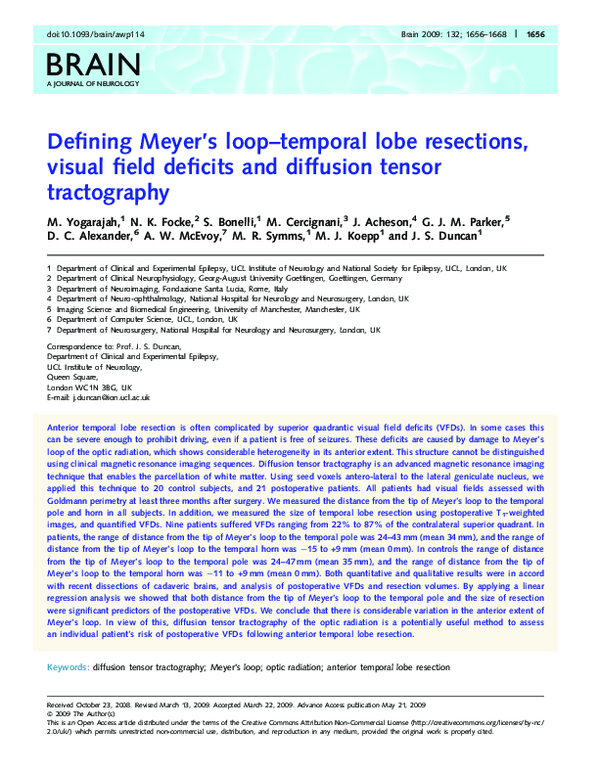 (PDF) Defining Meyer's loop-temporal lobe resections, visual field ...