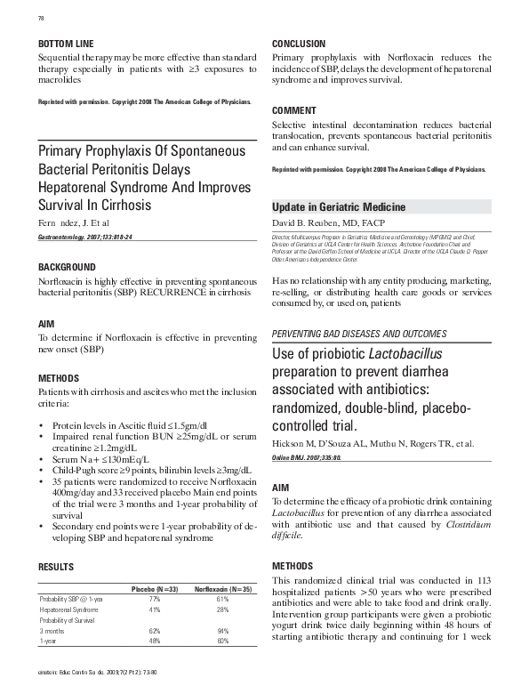 (PDF) Primary Prophylaxis of Spontaneous Bacterial Peritonitis Delays ...