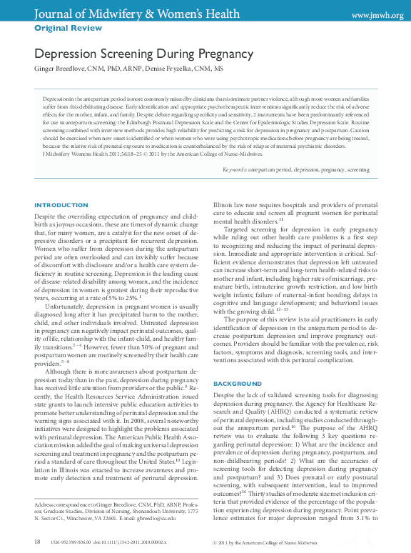 (PDF) Depression Screening During Pregnancy