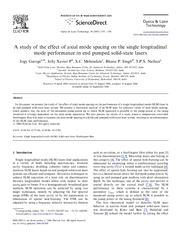 (PDF) A study of the effect of axial mode spacing on the single ...