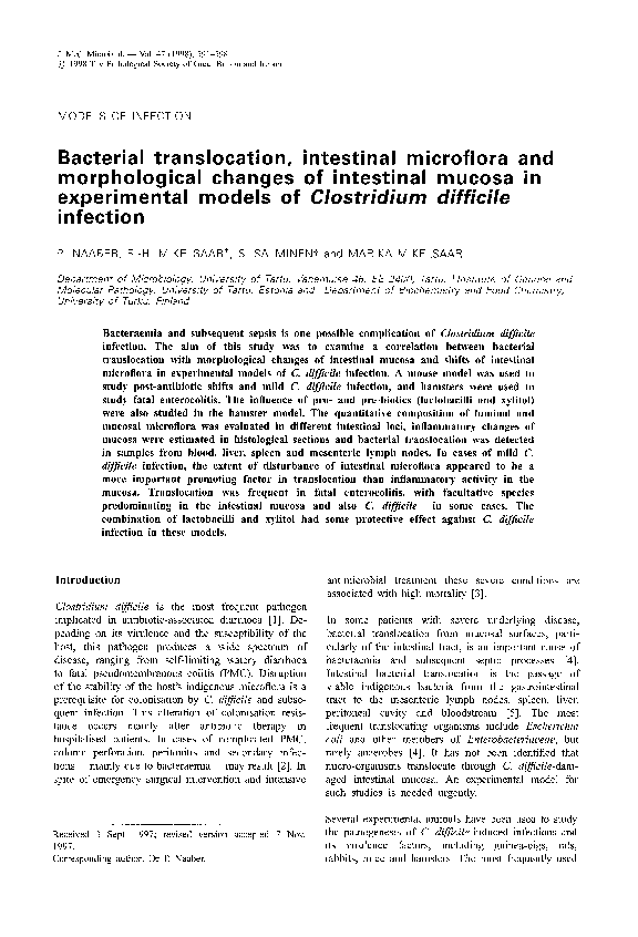 (PDF) Bacterial translocation, intestinal microflora and morphological ...