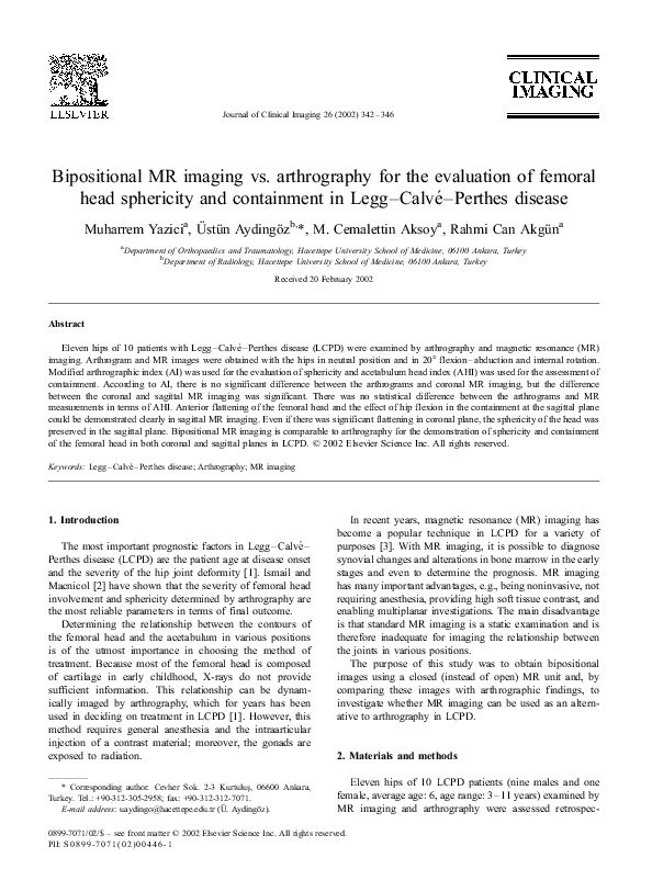 (PDF) Bipositional MR imaging vs. arthrography for the evaluation of ...