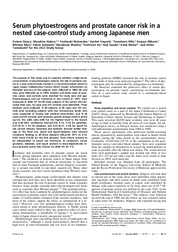 (PDF) Serum phytoestrogens and prostate cancer risk in a nested case ...