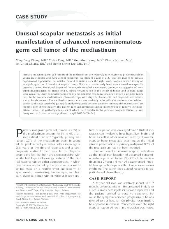(PDF) Unusual scapular metastasis as initial manifestation of advanced ...