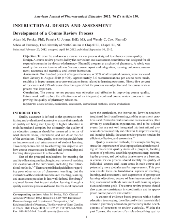 Development of a Course Review Process