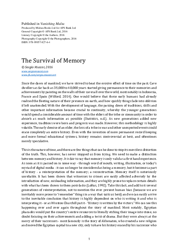 (PDF) The Survival of Memory