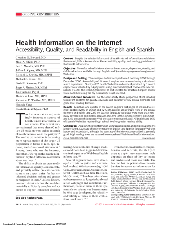 (PDF) Health Information on the Internet