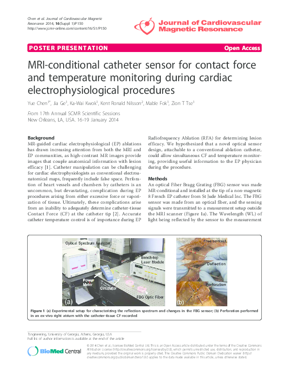 (PDF) MRI-conditional catheter sensor for contact force and temperature ...