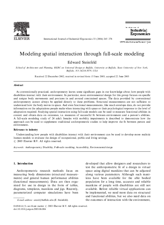 (PDF) Full-Scale Modeling of Spatial Interaction