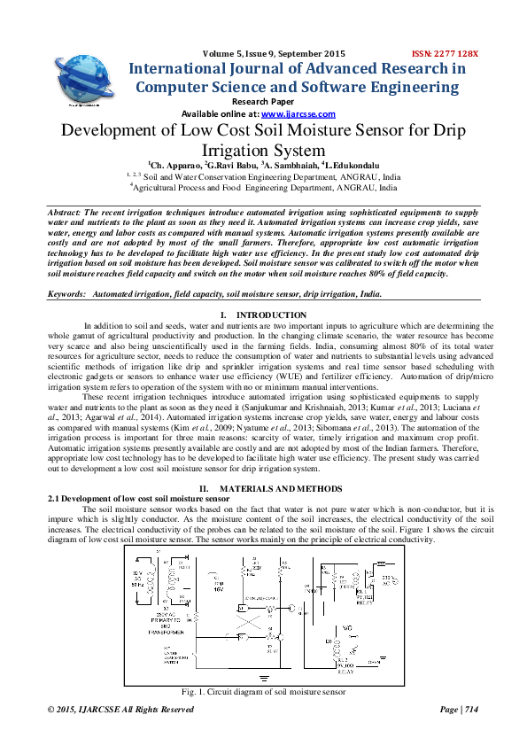 (PDF) Development of Low Cost Soil Moisture Sensor for Drip Irrigation ...
