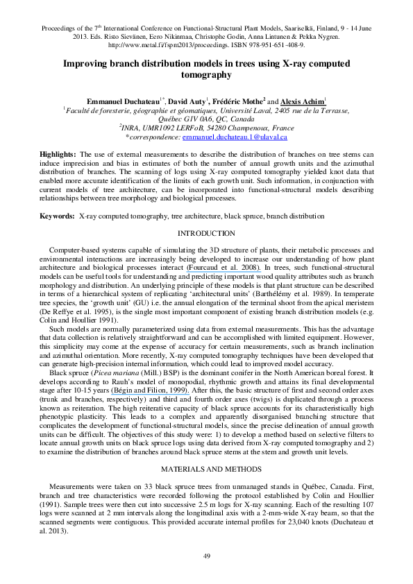 (PDF) Improving branch distribution models in trees using X-ray ...