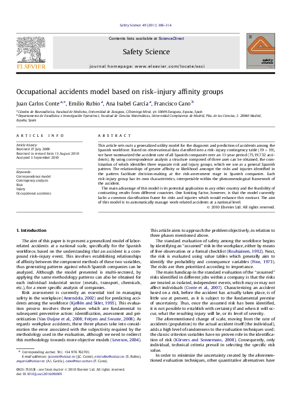 (PDF) Occupational accidents model based on risk–injury affinity groups